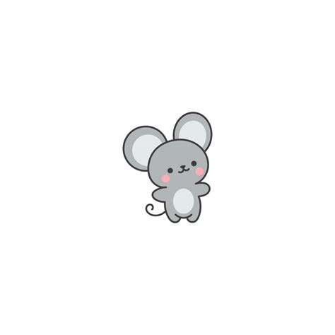 Cute Kawaii Mouse Design Element