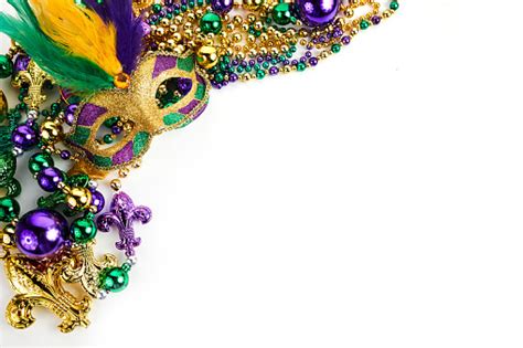 Bingkai Topeng Mardi Gras Dan Manikmanik Terisolasi Dengan Latar