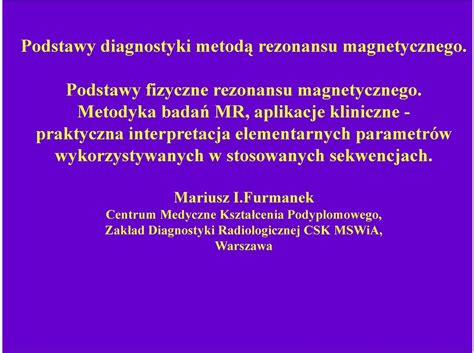 Podstawy diagnostyki metodą rezonansu magnetycznego PDF Darmowe