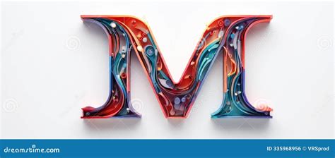Stylized Letter M With Vibrant Abstract Layered Textures Stock