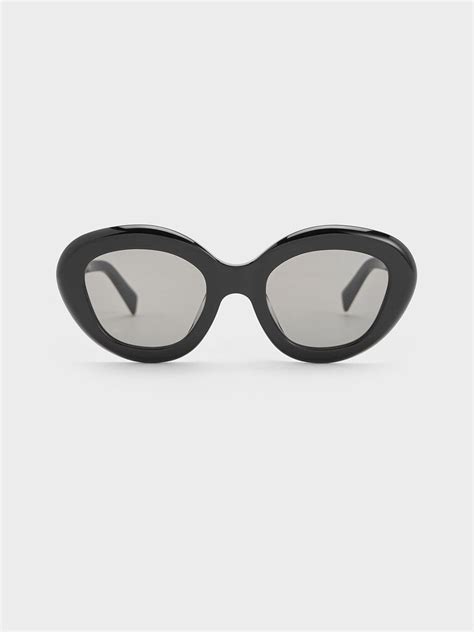 Black Recycled Acetate Cateye Sunglasses Charles And Keith Dk