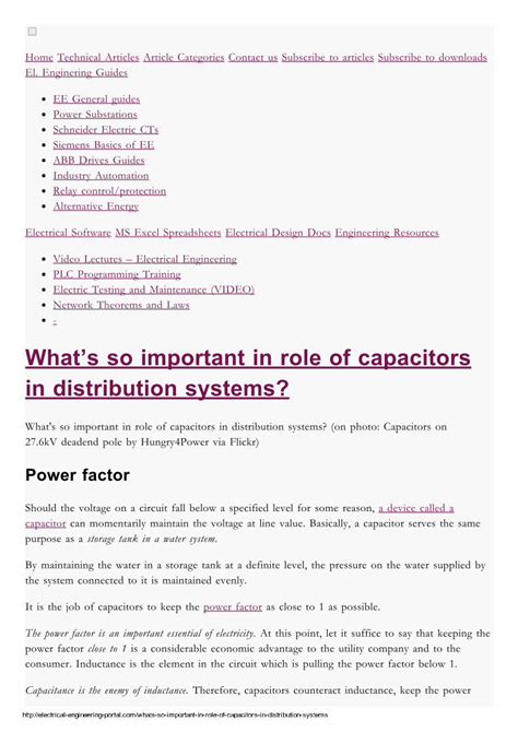 Pdf Whats So Important In Role Of Capacitors In Distribution Systems