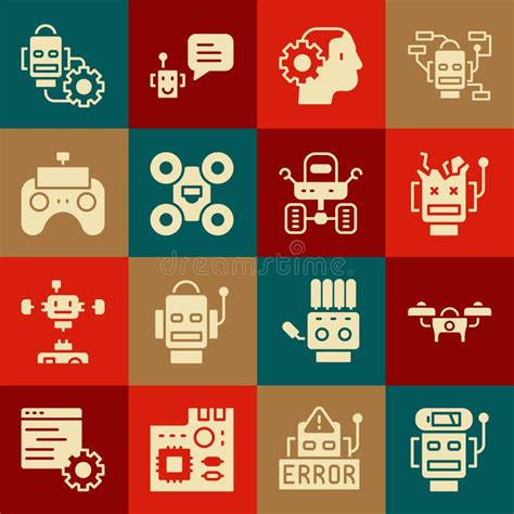 Set Robot Low Battery Charge Drone Broken Robot Humanoid Remote