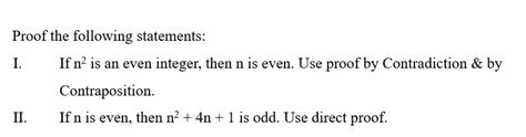Solved Proof The Following Statements I If N2 Is An Even