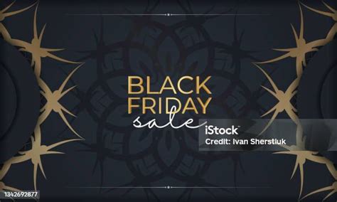 블랙 프라이데이 세일 포스터 세일 다크 블루 와 빈티지 골든 패턴 금요일에 대한 스톡 벡터 아트 및 기타 이미지 금요일 대형 라벨 Istock