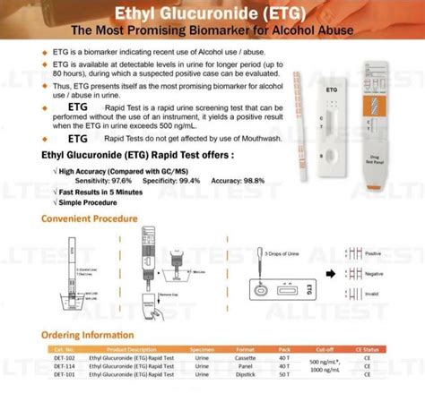 Panel Ethyl Glucuronide Drug Test Etg Urine Test Kit 500ngml 1000ngml