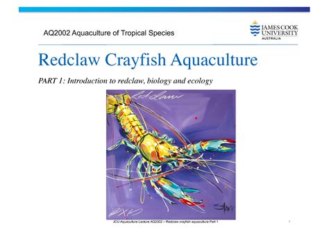 L Wk Redclaw I Lecture Notes SP JCU Aquaculture Lecture AQ Redclaw Crayfish