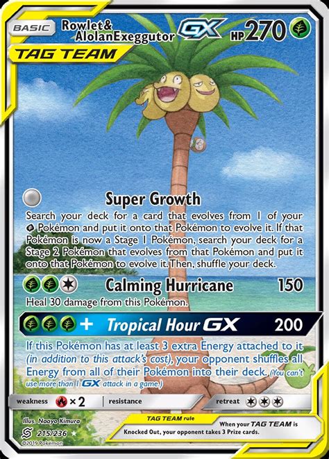 Rowlet E Exeggutor De Alola Gx 215236 Rowlet And Alolan Exeggutor Gx