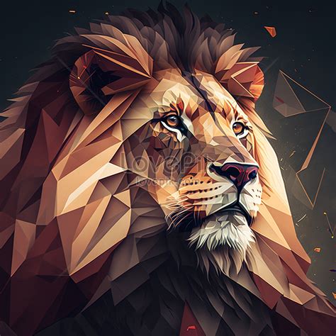 배경에 다채로운 기하학적 모양으로 만들어진 사자의 창작물에 대한 생성 Ai 그림 사진 무료 다운로드 Lovepik
