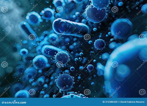 Microscopic Image Of A Bacteria With Blue Color Stock Illustration