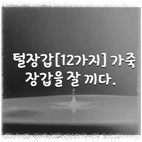 털장갑 12가지 가죽장갑을 잘 끼다