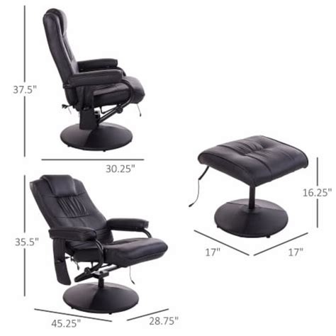 Pu Leather Swivel Recliner Lounge Chair W Footrest And 10 Point Massage