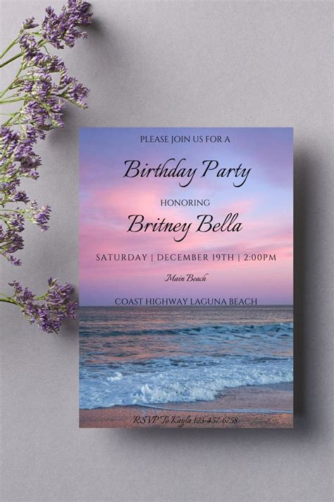 Beach Party Invitation Beach Invite Ocean Party Pool Party Beach