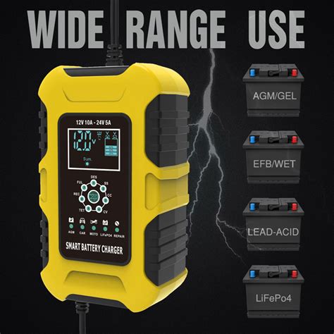 FOXSUR 12V 10A 24V 5A Car Motorcycle Battery Charger Automatic 7