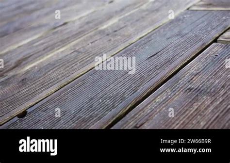 Old Worn Wooden Walkway With Narrow Long Rectangular Panels Stock Video