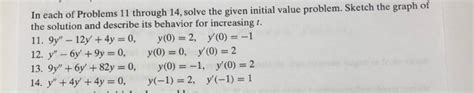 Solved In Each Of Problems 11 Through 14 Solve The Given