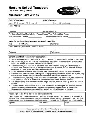 Fillable Online Content Durham Gov Concessionary Seats Application