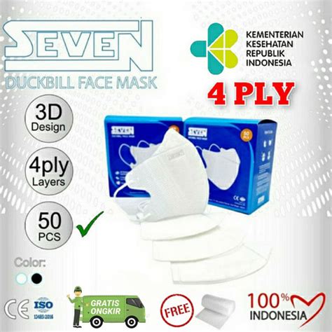 Jual MASKER DUCKBILL SEVEN PLY ISI PCS KEMENKES Earloop DB PUTIH Jakarta Barat