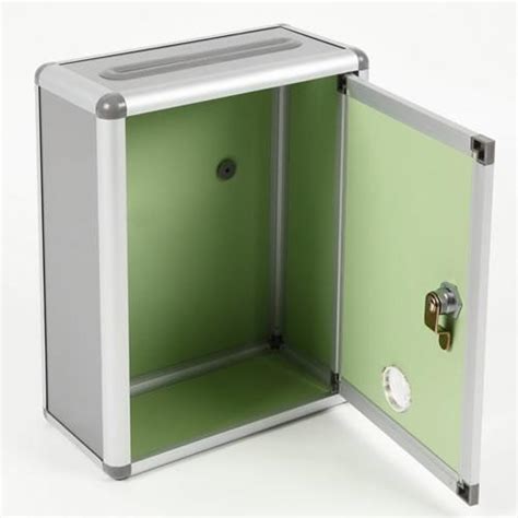 鍵付きbox 募金箱／応募箱／投票箱／アンケートボックス／多目的ボックス／意見箱／シルバーグレー W22cm H29cm 1 E
