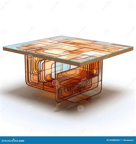 Algorithmic Art Table White Background Stock Illustration