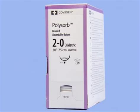 Absorbable Suture With Needle Polysorb Polyester Gs 10 1 2 Circle Reverse Cutting Needle Size 2