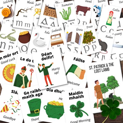 Ireland Irish Gaelic Alphabet Phrase Language Cards Mini Book St Patri