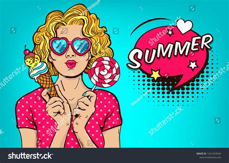 Sexy Young Woman Hand Hold Cone Stock Vector Royalty Free 1421427644