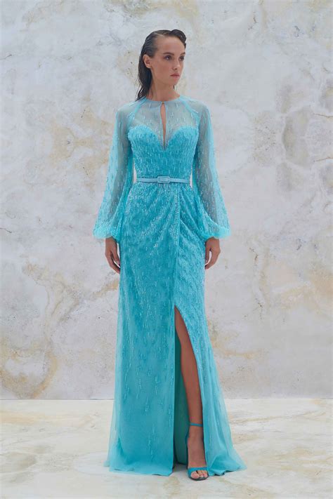 Royal Overlap Tulle Dress With Long Sleeves Ramialali