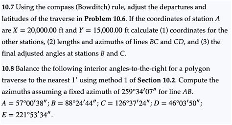 107 Using The Compass Bowditch Rule Adjust The Departures