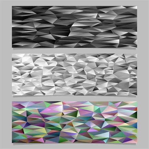 Low Poly Irregular Triangle Tile Mosaic Banner Template Background Set Trendy Design Elements