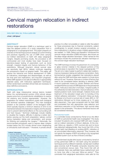 Pdf Cervical Margin Relocation In Indirect Restorations