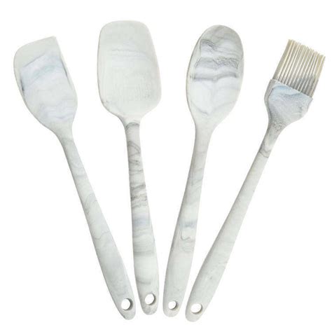 Silicone Baking Spoon Spatula Set With Brush Marbling Basting Kitchen