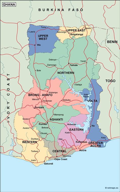 Ghana Political Map Vector Eps Maps Eps Illustrator Map Vector