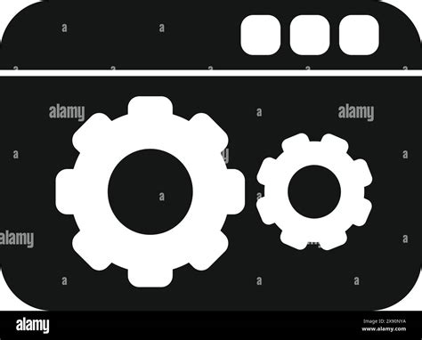 Simplistic Illustration Of A Web Browser Window With Gear Icons