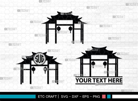 Chinese Gate Monogram Chinese Gate Silhouette Chinese Gate Svg
