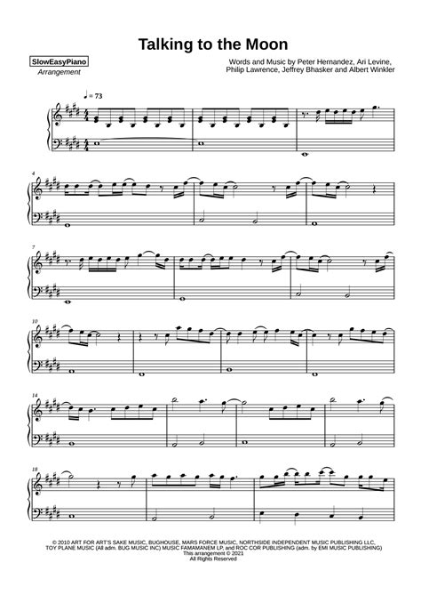Bruno Mars Talking To The Moon Easy Claiverts Piano X Sloweasypiano