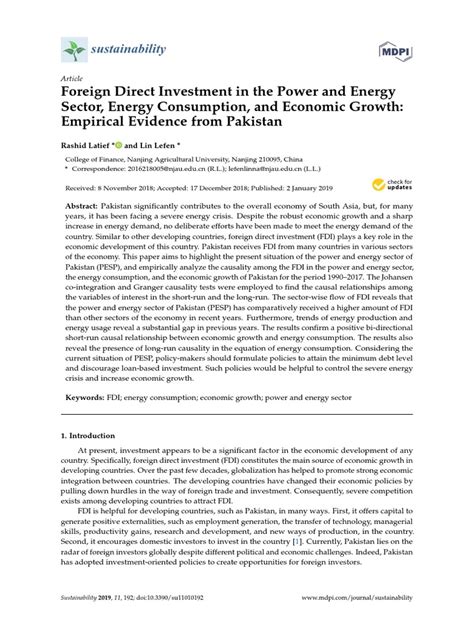 1 Pakistan Renewable Energy Pdf Foreign Direct Investment