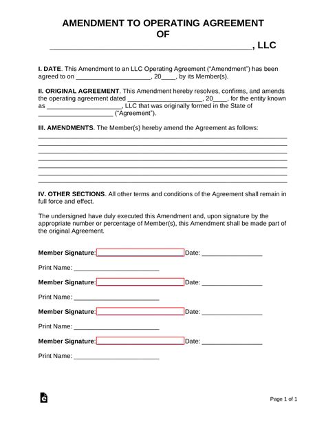 Free LLC Operating Agreement Templates 2 PDF Word EForms