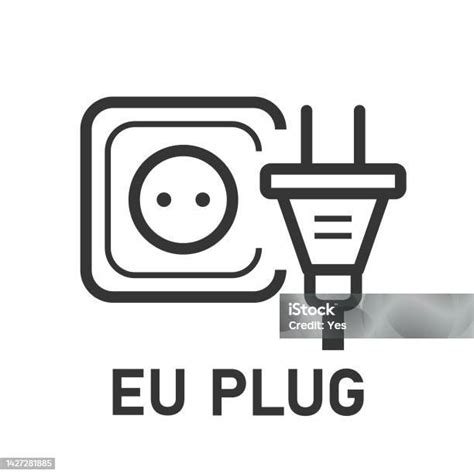 Eu プラグ ライン アイコンソケットの電源情報標識電気プラグベクターイラストレーション つながりのベクターアート素材や画像を多数ご用意