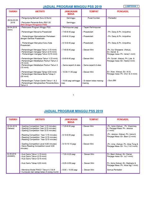 Jadual Program Pdf