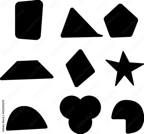 Geometric Shapes Set With Rounded Corners Triangle Square Pentagon