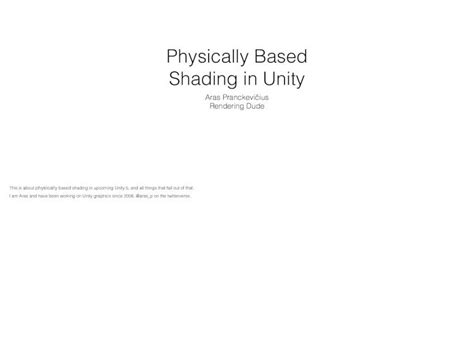 pdf physically based shading in unity aras website physically