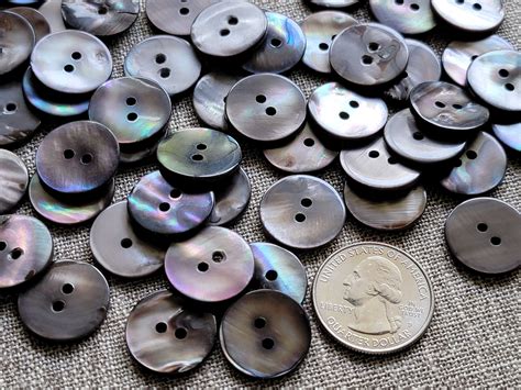 Black Gray Shell Buttons 17mm Shell Buttons Smoke Grey Shell Etsy
