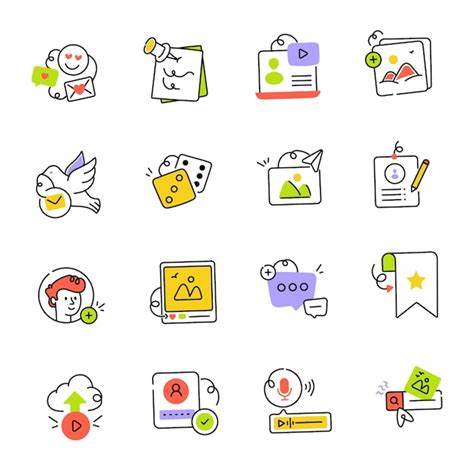 Premium Vector Bundle Of Media Content Sketchy Icons