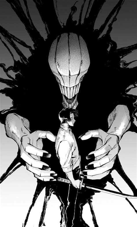 Safebooru 1boy 1other Absurdres Black Hair Black Nails Feet Out Of