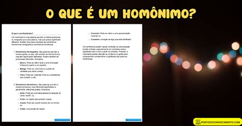O Que Um Hom Nimo Ponto Do Conhecimento