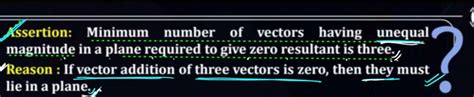 Issertion Minimum Number Of Vectors Having Unequal Magnitude In A Plane