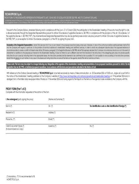 Fillable Online Proxy Form To The Designated Representative Fax Email