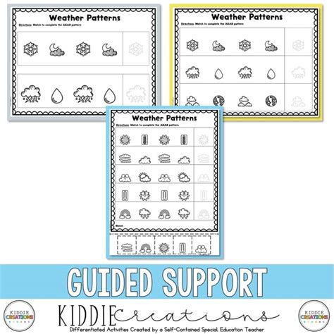 Weather Ab Pattern Worksheets Differentiated Cut And Paste Abab Pattern Activity