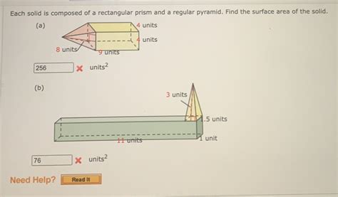 Solved Each Solid Is Composed Of A Rectangular Prism And A Regular